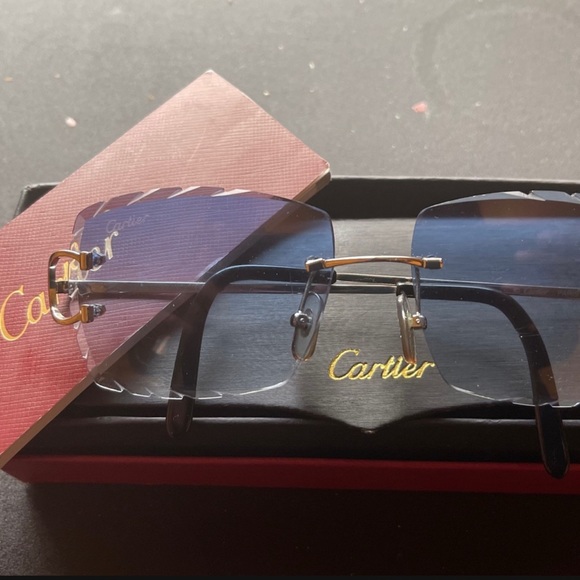 Cartier | Accessories | Custom Blue Diamond Cut Cartier Glasses | Poshmark